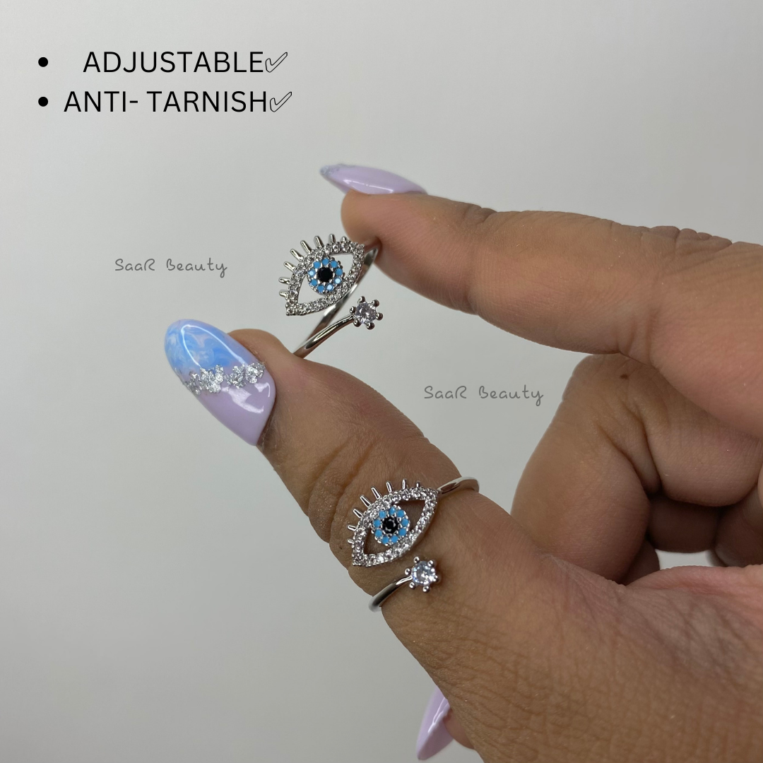 EXCLUSIVE EVIL EYE ANTI TARNISH RING FINE SILVER – SAAR BEAUTY