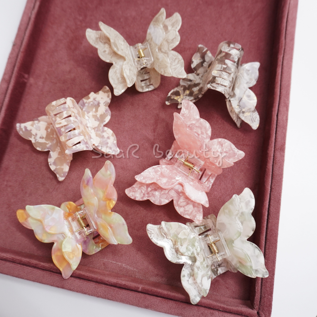 Bofeini Dual Wing Butterfly Marble Pattern Claw Clutcher – High-Qualit ...