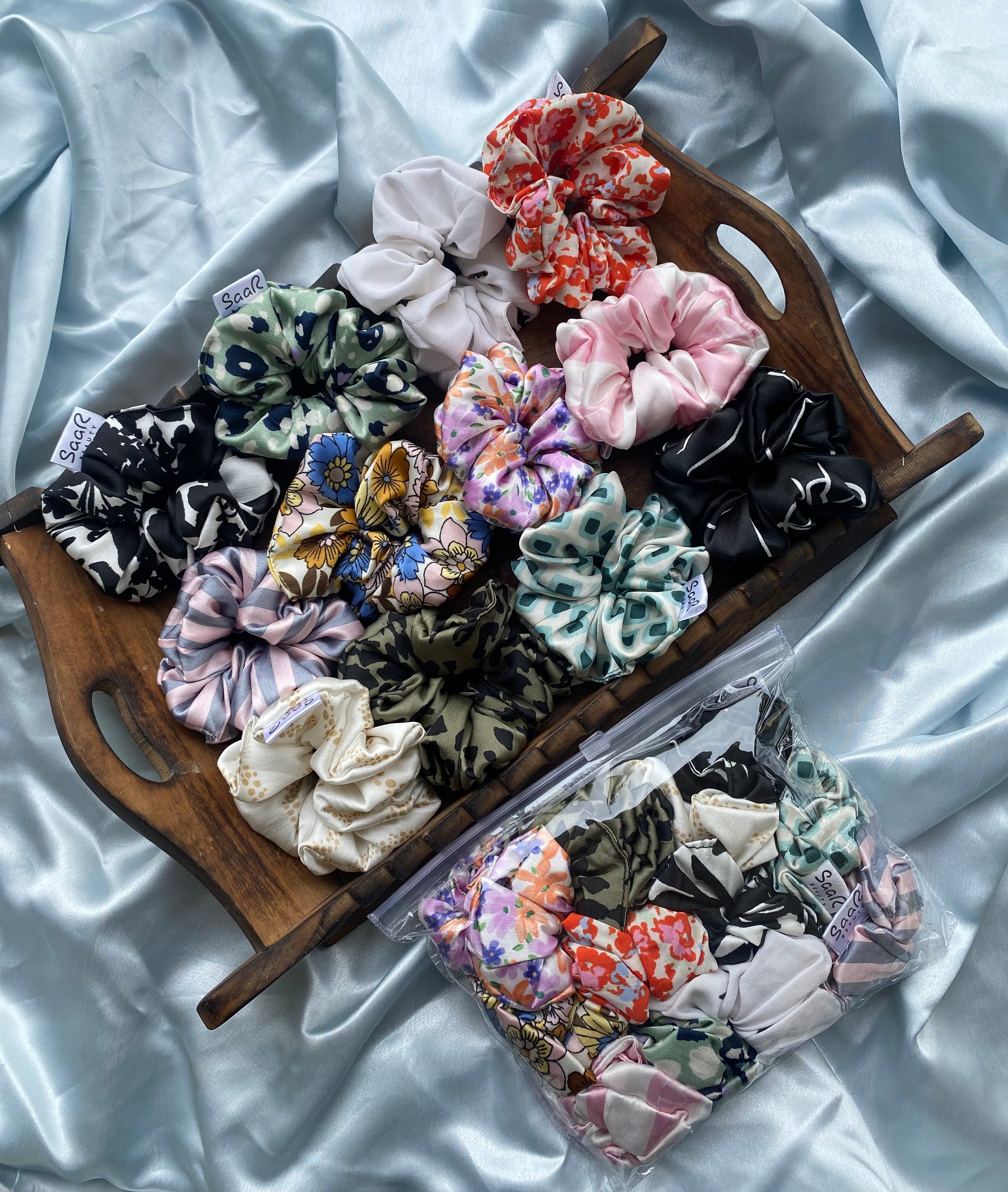Vibrant Multi Coloured Georgette Large Scrunchies - Stylish Hair ...